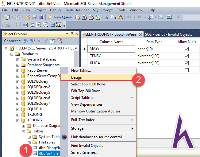 Kh I T O X A S A Table Trong Sql Server How Kteam